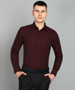 Raymond Men Self Design Formal Maroon Shirt - Buy Raymond Men Self ...
