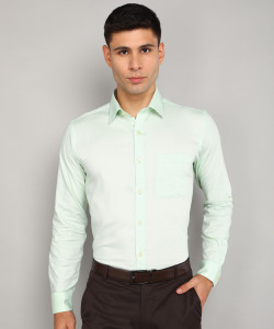 Raymond Men Self Design Formal Light Green Shirt - Buy Raymond Men Self ...