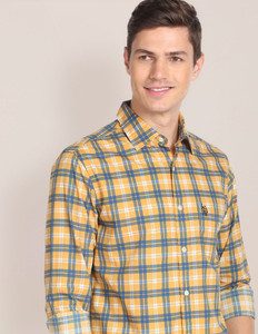 U.S. POLO ASSN. Men Checkered Casual Yellow Shirt - Buy U.S. POLO ASSN ...