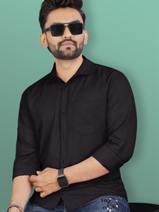 VeBNoR Men Solid Casual Black Shirt - Buy VeBNoR Men Solid Casual Black ...