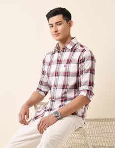 U.S. POLO ASSN. Men Checkered Casual Maroon Shirt - Buy U.S. POLO ASSN ...
