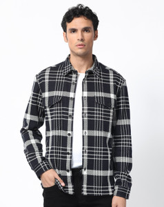 RARE RABBIT Men Checkered Casual White, Dark Blue Shirt - Buy RARE ...