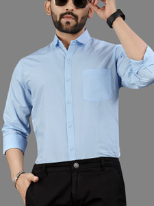 MILDIN Men Solid Formal Light Blue Shirt - Buy MILDIN Men Solid Formal ...