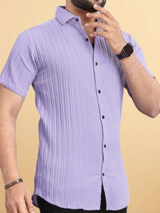 NIVICK Men Self Design Casual Purple Shirt - Buy NIVICK Men Self Design ...