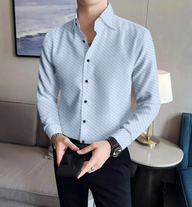 TorontoCN Men Self Design Casual Light Blue Shirt - Buy TorontoCN Men ...