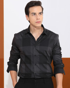 RARE RABBIT Men Checkered Formal Black, Grey Shirt - Buy RARE RABBIT ...
