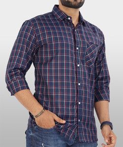 VeBNoR Men Checkered Casual Dark Blue Shirt - Buy VeBNoR Men Checkered ...