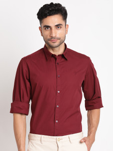 INDIAN TERRAIN Men Solid Casual Red Shirt - Buy INDIAN TERRAIN Men ...