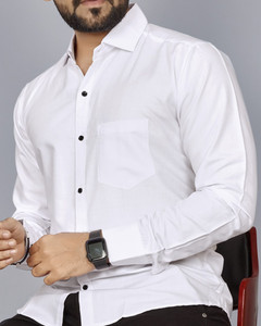 NIVICK Men Solid Formal White Shirt - Buy NIVICK Men Solid Formal White ...
