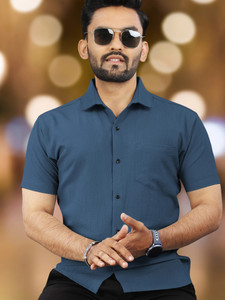 VeBNoR Men Solid Casual Dark Blue Shirt - Buy VeBNoR Men Solid Casual ...