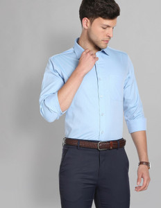 AD by Arvind Men Solid Formal Light Blue Shirt - Buy AD by Arvind Men ...