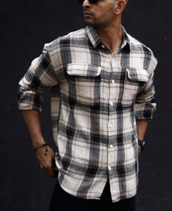 Powerlook Men Checkered Casual Black, White Shirt - Buy Powerlook Men ...