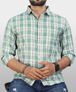 VeBNoR Men Checkered Formal Light Green Shirt - Buy VeBNoR Men ...