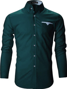 FINIVO FASHION Men Solid Casual Dark Green Shirt - Buy FINIVO FASHION ...