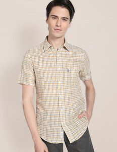 U.S. POLO ASSN. Men Checkered Casual Yellow Shirt - Buy U.S. POLO ASSN ...