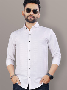 VeBNoR Men Self Design Casual White Shirt - Buy VeBNoR Men Self Design ...
