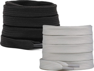 house of common Shoe Laces Flat Black Light Grey 150cm shoe lace for ...