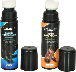 SHOESHINE BLACK & NEUTRAL Liquid shoe Polish for Leather shoe Leather ...