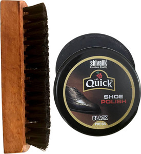 Quick Leather Shoe Wax Polish - Color Black - (Pack 40 Grams) and Shoe ...