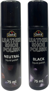 Quick Leather Liquid Shoe Polish Color - Neutral (Pack 75 ML) and Black ...