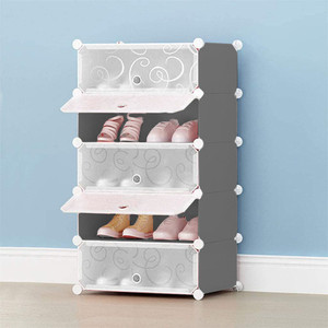 Sasimo 5-Shelf-5-Door Plastic Cubort Shoe Rack Plastic Collapsible Shoe ...