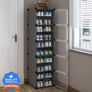 Sasimo 5 Door 10 Shelf Plastic Metal Plastic Collapsible Shoe Stand ...