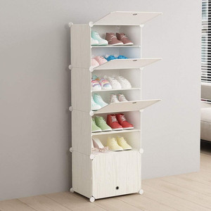 Sasimo 8-Shelf-4-Door Plastic Cubort Shoe Rack Plastic Collapsible Shoe ...