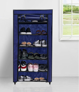 Philoshop 6 Layer Dark Blue Normal Shoe rack Metal Collapsible Shoe ...