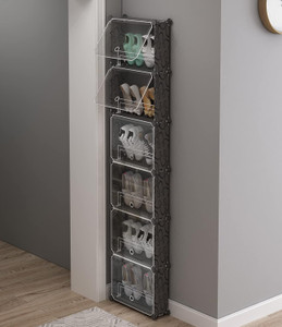 Sasimo 6-Shelf-6-Door Plastic Cubort Shoe Rack Plastic Collapsible Shoe ...