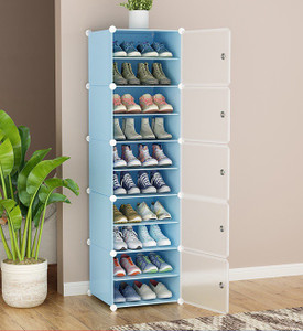Sasimo 5 Door 10 Shelf Plastic Metal Plastic Collapsible Shoe Stand ...