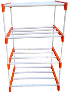 Hexzone Shoe Rack Storage 4 Shelves Plastic and PVC (Orange) Plastic ...