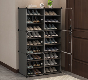 Sasimo 18-Shelf-6-Door Plastic Cubort Shoe Rack Plastic Collapsible ...