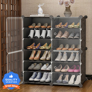 Sasimo 12-Shelf-4-Door Plastic Cubort Shoe Rack Plastic Collapsible ...