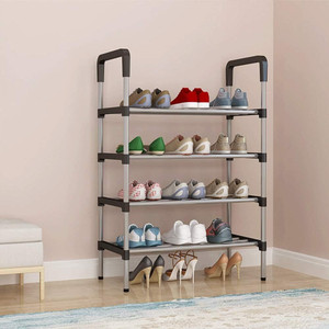 VIKNORT 4-Layer Carbon Steel Black Shoestand Metal Collapsible Shoe ...