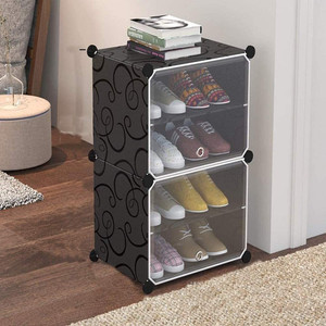 SNKR ESSENTIALS 4-Shelf-2-Door Plastic Cupboard Shoe Rack Plastic ...