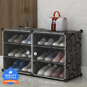 Sasimo 6-Shelf-2-Door Plastic Cubort Shoe Rack Plastic Collapsible Shoe ...