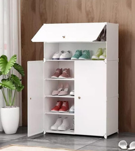 Sasimo 6-Shelf-3-Door Plastic Cubort Shoe Rack Plastic Collapsible Shoe ...