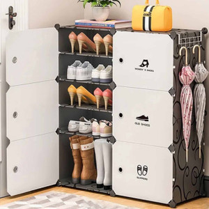 Sasimo 12-Shelf-6-Door Plastic Cubort Shoe Rack Plastic Collapsible ...