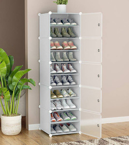 CITRODA 5-DOOR 10Shelf Plastic Collapsible Shoe Rack with Doors Shoe ...