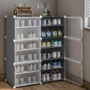 Sasimo 12-Shelf-6-Door Plastic Cubort Shoe Rack Plastic Collapsible ...