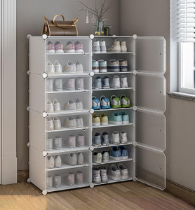 Sasimo 16-Shelf-8-Door Plastic Cubort Shoe Rack Plastic Collapsible ...