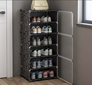 Sasimo 6-Shelf-3-Door Plastic Cubort Shoe Rack Plastic Collapsible Shoe ...
