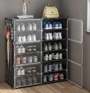 Sasimo 12-Shelf-6-Door Plastic Cubort Shoe Rack Plastic Collapsible ...