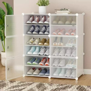 Sasimo 12-Shelf-6-Door Plastic Cubort Shoe Rack Plastic Collapsible ...