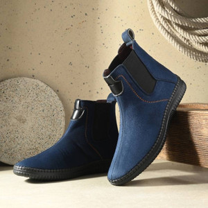 Lorence Fashion Hub Men's High Ankle Blue Chelsea Boots (Blue) Boots ...