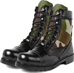 Master Bird Para Commando Men Black Combat Print DMS Leather Army ...