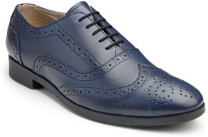 LOUIS STITCH Blue Brogue Italian Leather Shoes for Men (Czech_RK) - 9 ...
