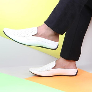 FAUSTO Stitched Block Design Pattern Back Open Slip On Loafer Ethnic ...