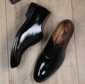 Zixer MEN'S HANDCRAFTED SOBER SHINE PATENT PLAIN FORMAL LACEUP SHOES ...