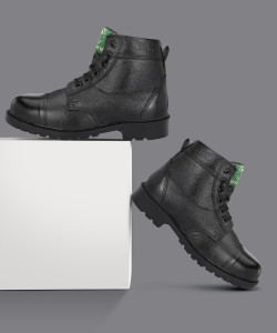 FRANZO Men's Black NCC/Military/Army Genuine Leather Boots Boots For ...